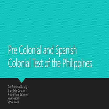 Pre-colonial Literature | PPTX