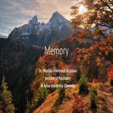Introduction to Memory Introduction to Psychiatry History Taking & MSE ...