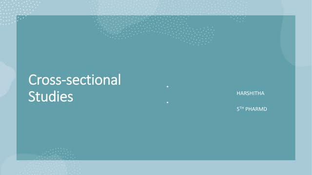 Cross sectional study.pptx community medicine | PPTX