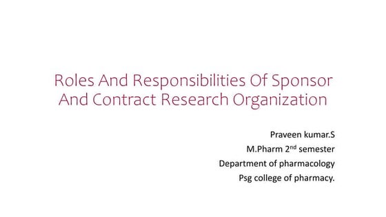Sponsor responsibilities in Clinical Trial | PPTX | Business | Business ...