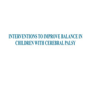 Cerebral palsy physiotherapy management | PPTX