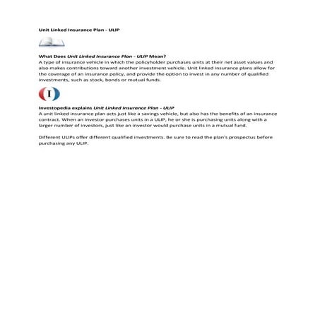Unit-Linked Insurance Plan (ULIP) | PDF