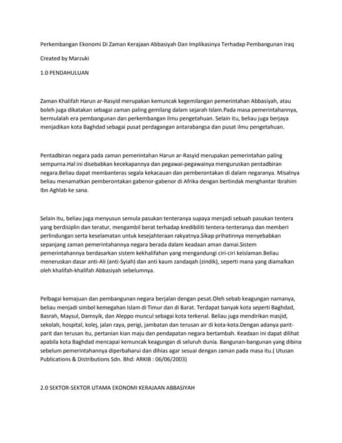 STPM P2 Sejarah Kegiatan Ekonomi Bani Abbasiyah | PPTX