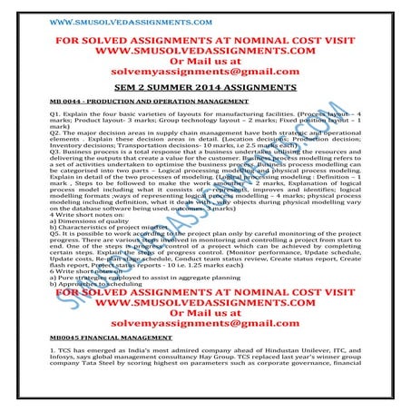 SMU MBA SUMMER 2014 ASSIGNMENTS | PDF | Free Download