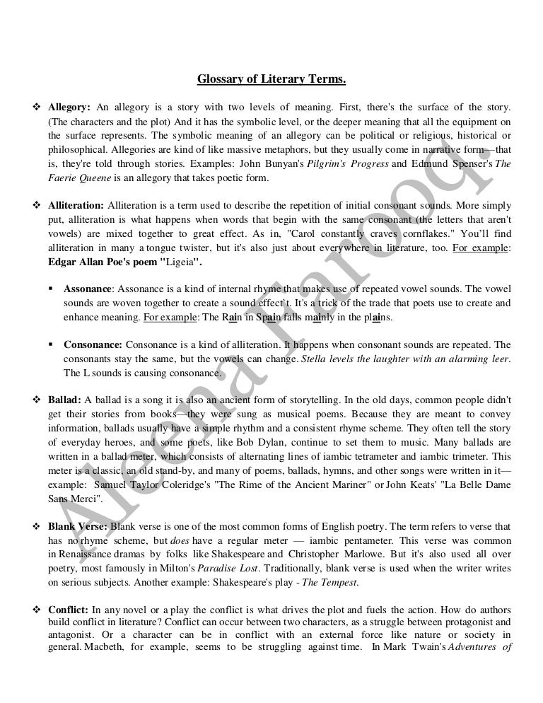 Glossary of Literary terms.