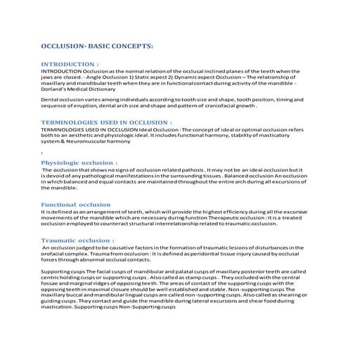 OCCLUSION BASIC CONCEPTS | DOCX