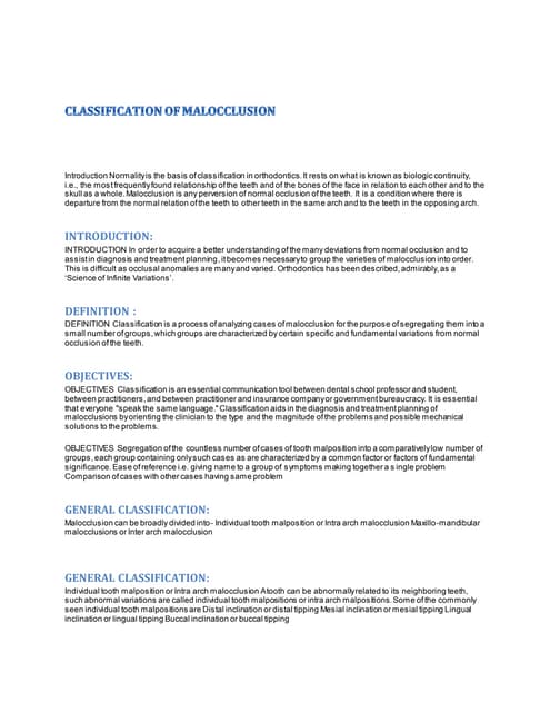 Modifications of angle`s classification | PPTX