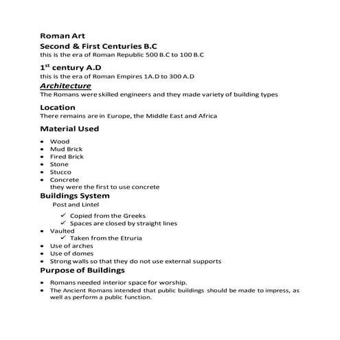 Ancient Roman Architecture from 2nd B.C to 1st A.D | PDF