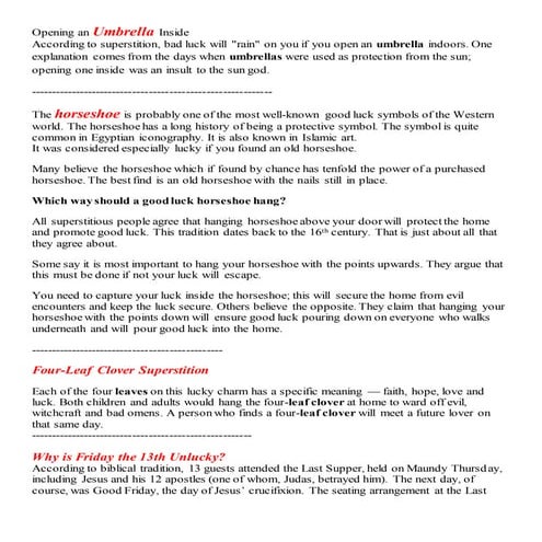 Superstitions | DOCX