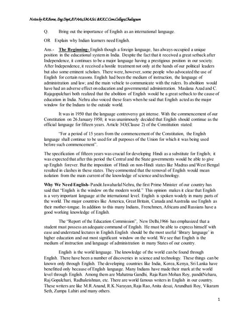 Importance of English Language | PPT