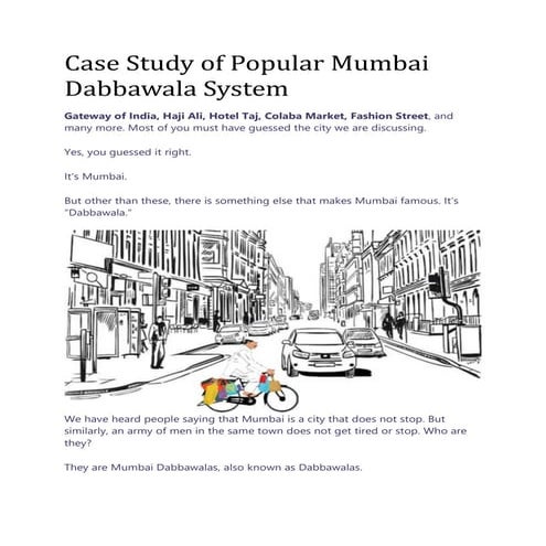 Case Study of Popular Mumbai Dabbawala System | DOCX
