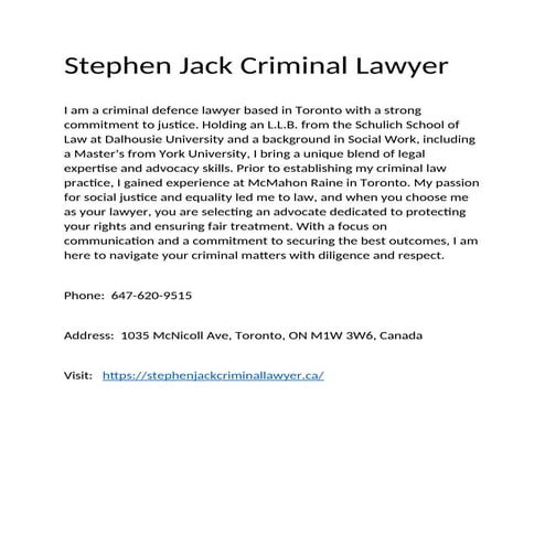 Stephen Jack Criminal Defence Lawyer Toronto | PDF