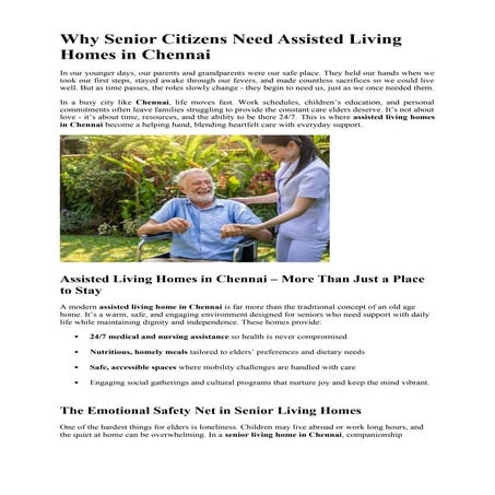 Why Senior Citizens Need Assisted Living Homes in Chennai.docx