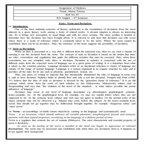 Stylistics - Norm and Deviation. | PDF | Free Download