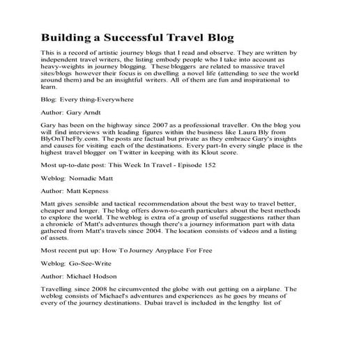 Travel blogger advice | DOCX