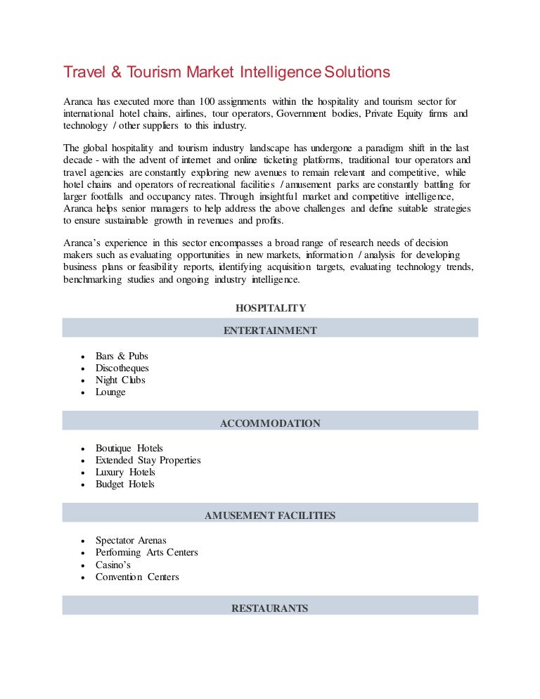 Travel & Tourism Industry Research & Market Intelligence