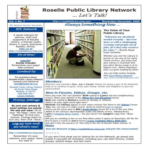 Ning Network: A New Model of Library Service-Handout | PDF