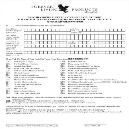 New Monthly Bonus Electronic Form_oct2013 - Forever Living | PDF