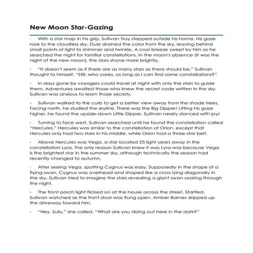 New moon star gazing (Reading Comprehension) | PDF