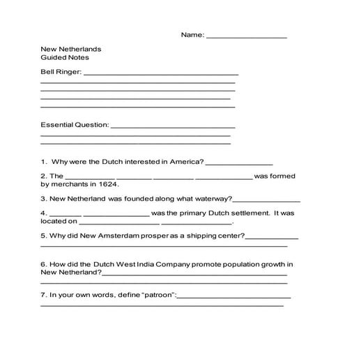 New Netherlands guided notes | PDF