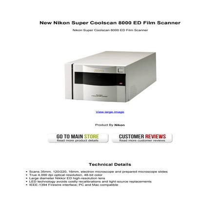 New nikon super coolscan 8000 ed film scanner | PDF