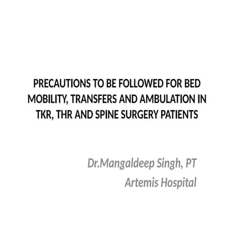 new Nursing TKR, THR precautions during transfer | PPTX