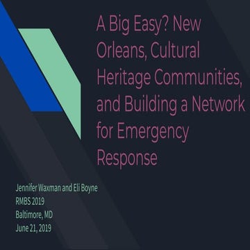New Orleans, culture, and building an emergency response network | PPT
