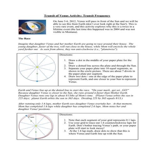 Transit of Venus Paper Plate activity | PDF | Space and Astronomy | Science
