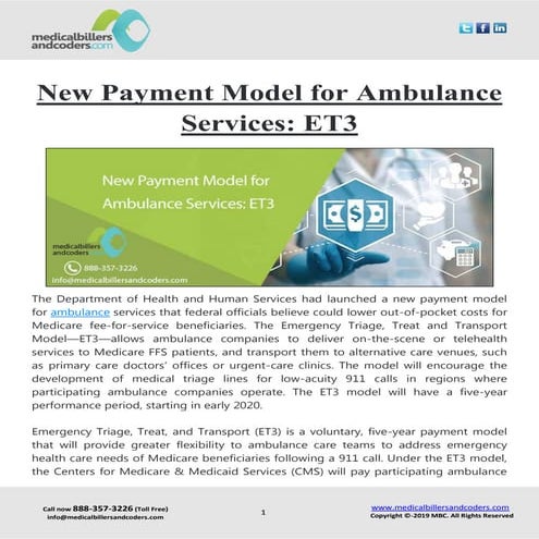 New Payment Model for Ambulance Services: ET3 | PDF