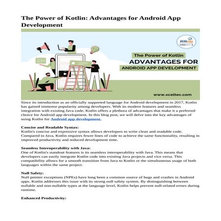 Advantages Of Kotlin For Android App Development Pdf