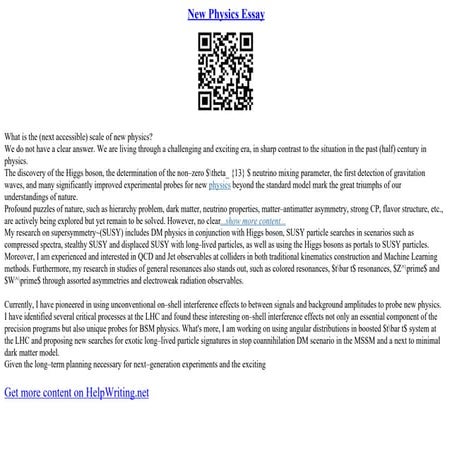 New Physics Essay | PPT