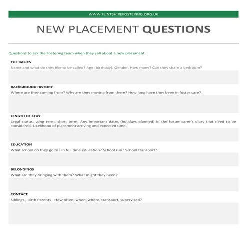 New Fostering Placement Checklist - Questions to ask before saying YES ...