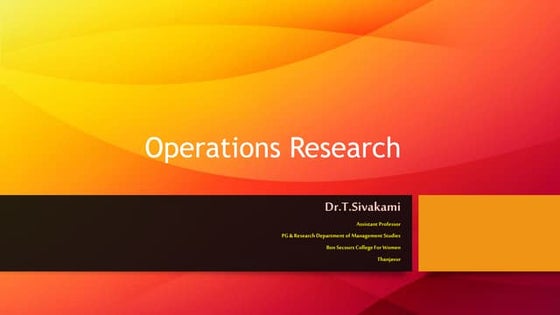 Operations Research | PPT