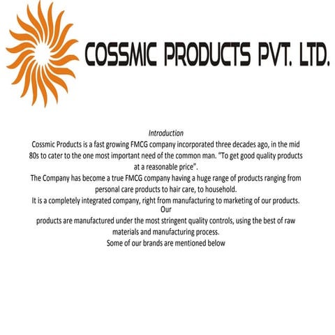 New presentation Cossmic Product Pvt Ltd. | PPT | Skin Care | Beauty
