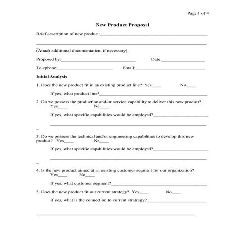 New product development form