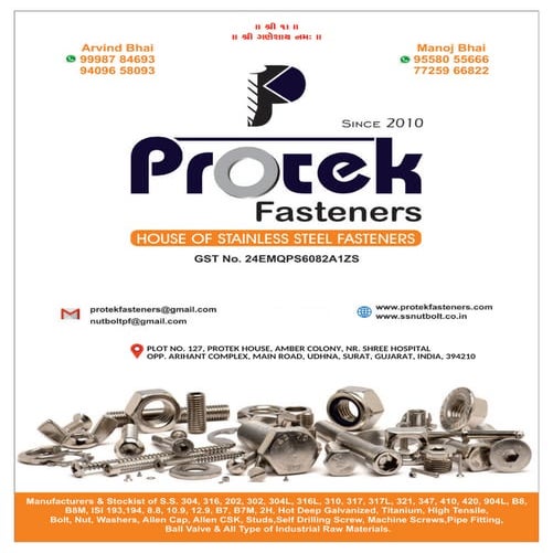 PROTEK FASTENERS BROCHURE STAINLESS STEEL FASTENERS SURAT GUJARAT INDIA ...