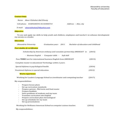 Resume cv | PDF