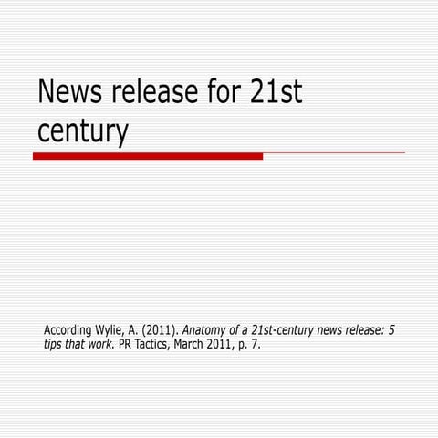News Release For 21st Century | PPT