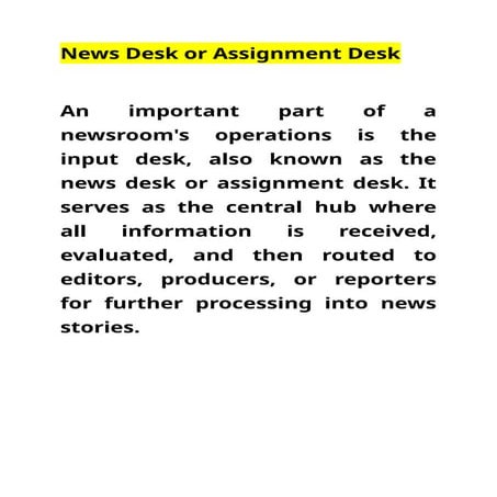 ITFT_Media_Functioning of news room | PDF