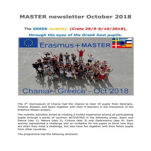 Newsletter. Greek mobility - Oct 18 | PDF