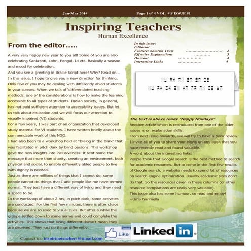 Inspiring Teachers Jan-Mar 2014 | PDF | Special Education | Education