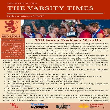 Varsity Times Vol. 19 - 2021 | PDF | Rugby League | Rugby