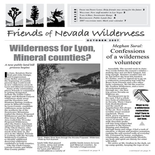 Oct 2007 Friends of Nevada Wilderness Newsletter | PDF | Outdoor ...
