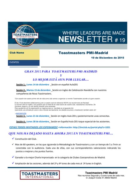 Toastmasters pmi madrid