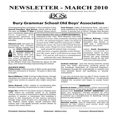 BGSOB Newsletter 2010 | PDF