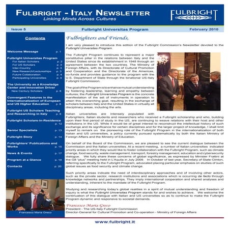 Fulbright Commission Italy Newsletter :: Issue 2 | PDF