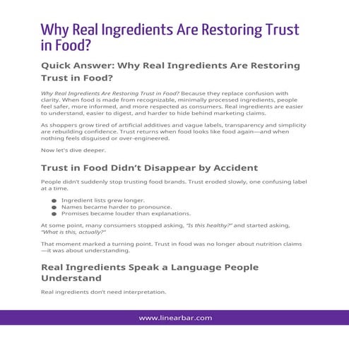 Why Real Ingredients Are Restoring Trust in Food? | DOCX
