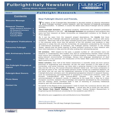 Fulbright Commission Italy Newsletter :: Issue 2 | PDF