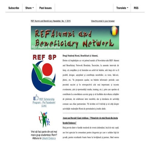 Newsletter ref alumni and beneficiaries network #1 | PDF