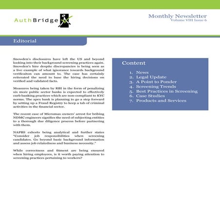 AuthBridge Newsletter Issue 6 | PDF